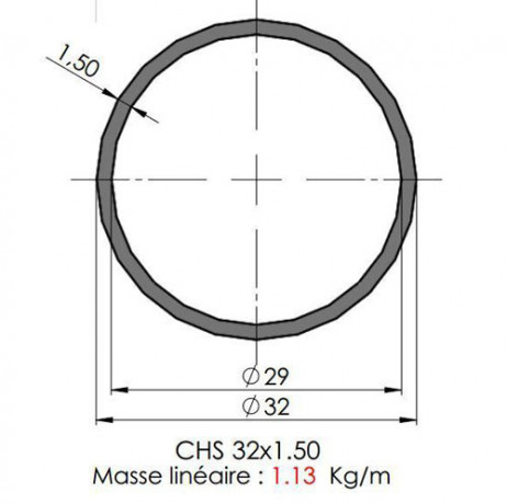 Tubes ronds en acier galvanisé ∅32mm brut coupé
