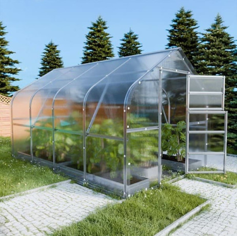 Serre en polycarbonate 2,50 m de largeur - 4 m à 12 m de surface